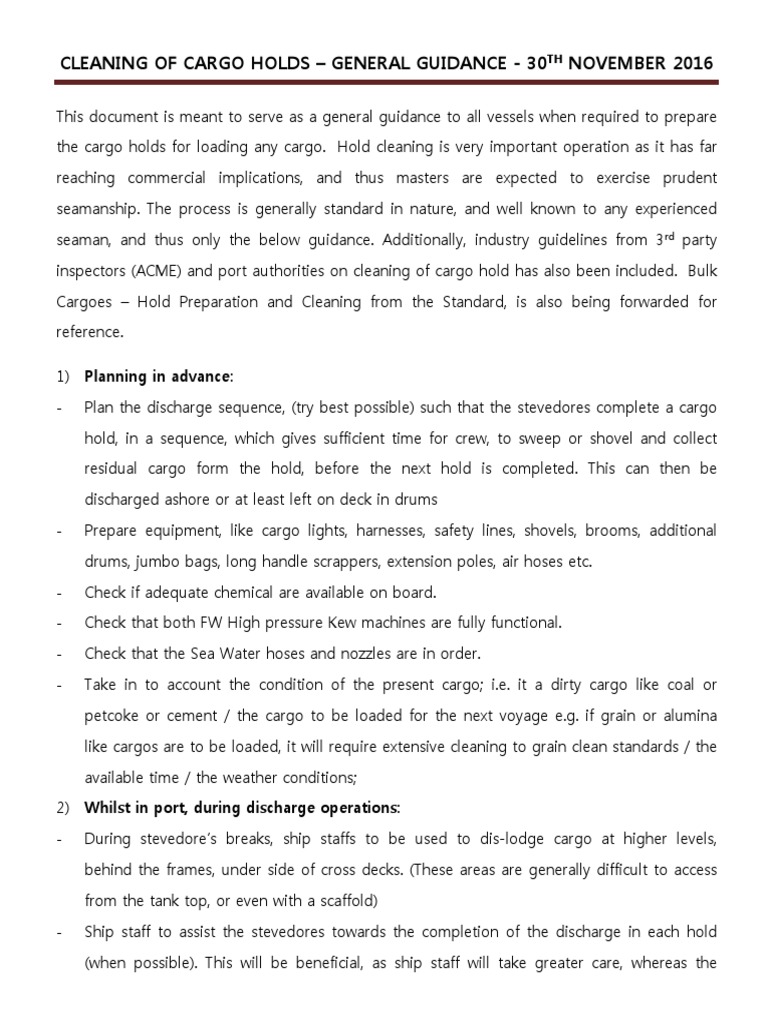 Cleaning of Cargo Holds - General Guidance | PDF | Ships | Port