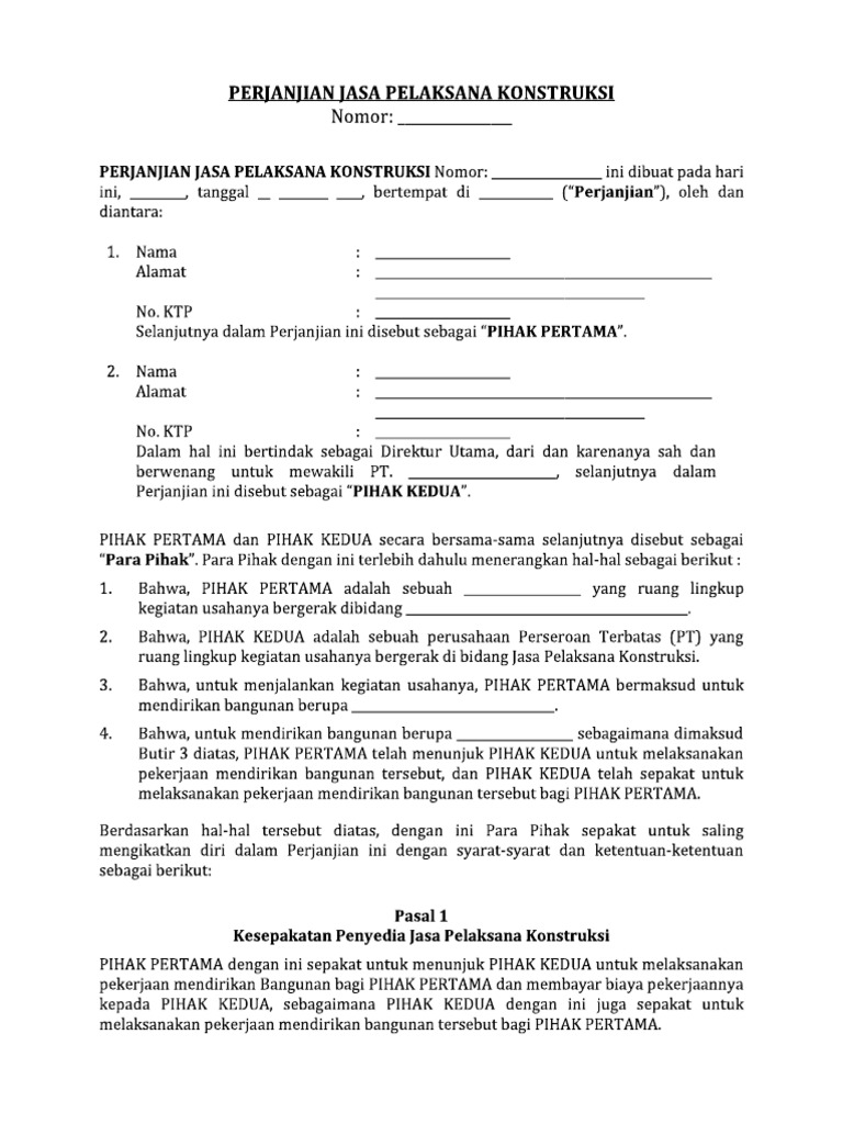 Perjanjian Kontrak Kerja Konstruksi | PDF