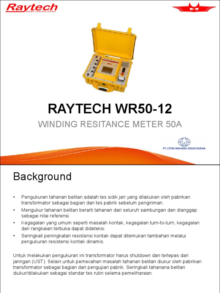 Presentasi Raytech wr50 | PDF | Manufactured Goods | Electrical Engineering