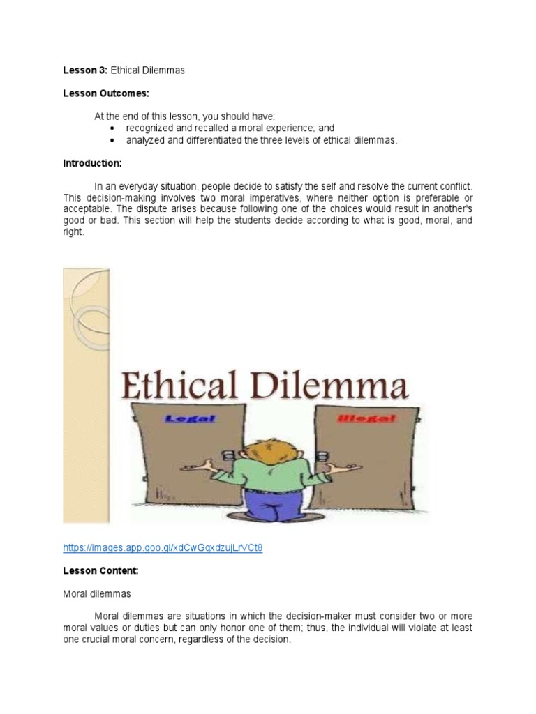Lesson 3 - Ethical Delimma | PDF