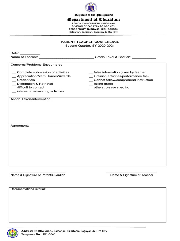 Parent-Teacher Conference Template | PDF