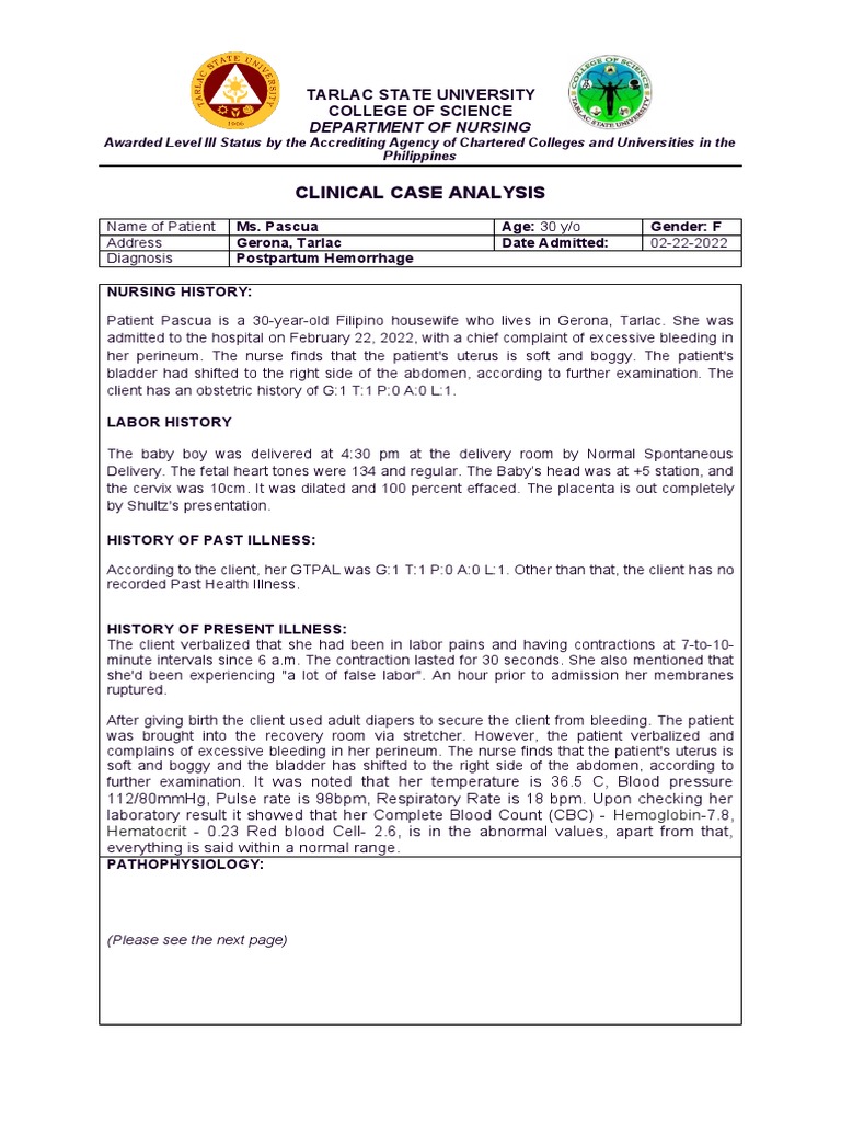 PPH Case Analysis | PDF | Childbirth | Medical Specialties