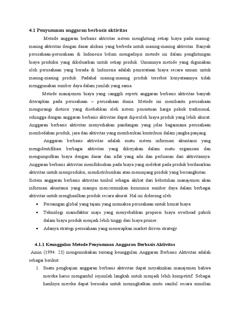 BAB 5 Sub Bab 4 (Penyusunan Anggaran Berbasis Aktivitas) | PDF