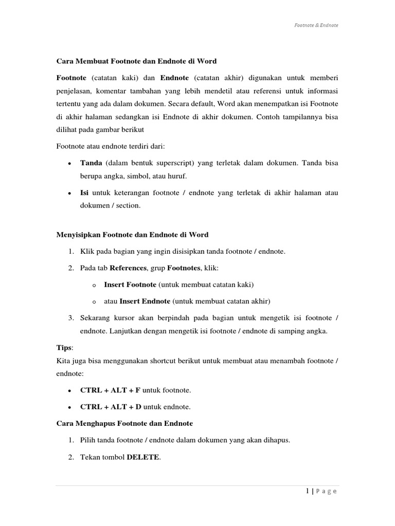 Cara Membuat Footnote Dan Endnote Di Word | PDF