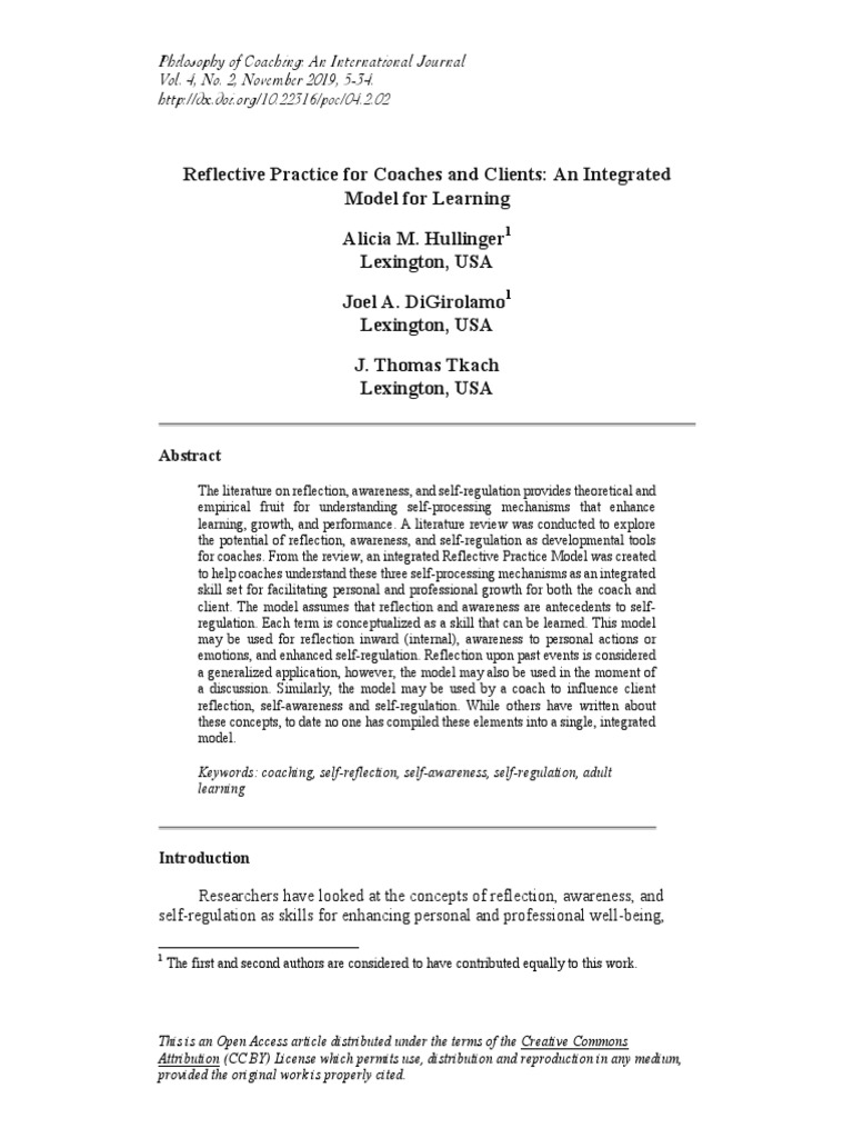 Reflective Practice For Coaches and Clients: An Integrated | PDF ...