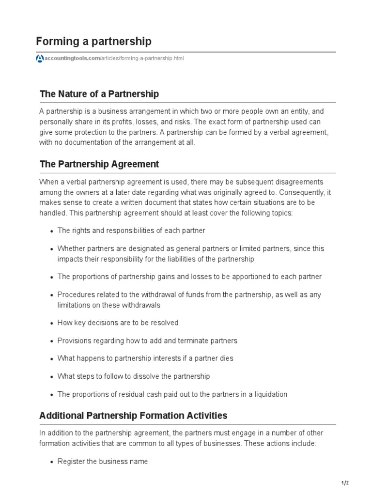 Forming A Partnership | PDF