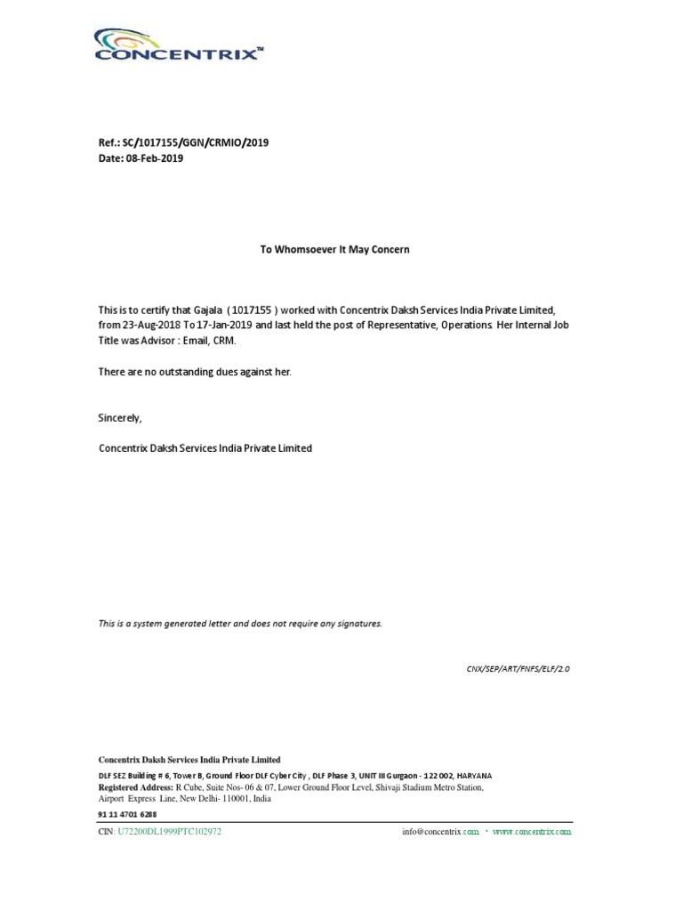 Ref.: SC/1017155/GGN/CRMIO/2019 Date: 08-Feb-2019: This Is A System ...
