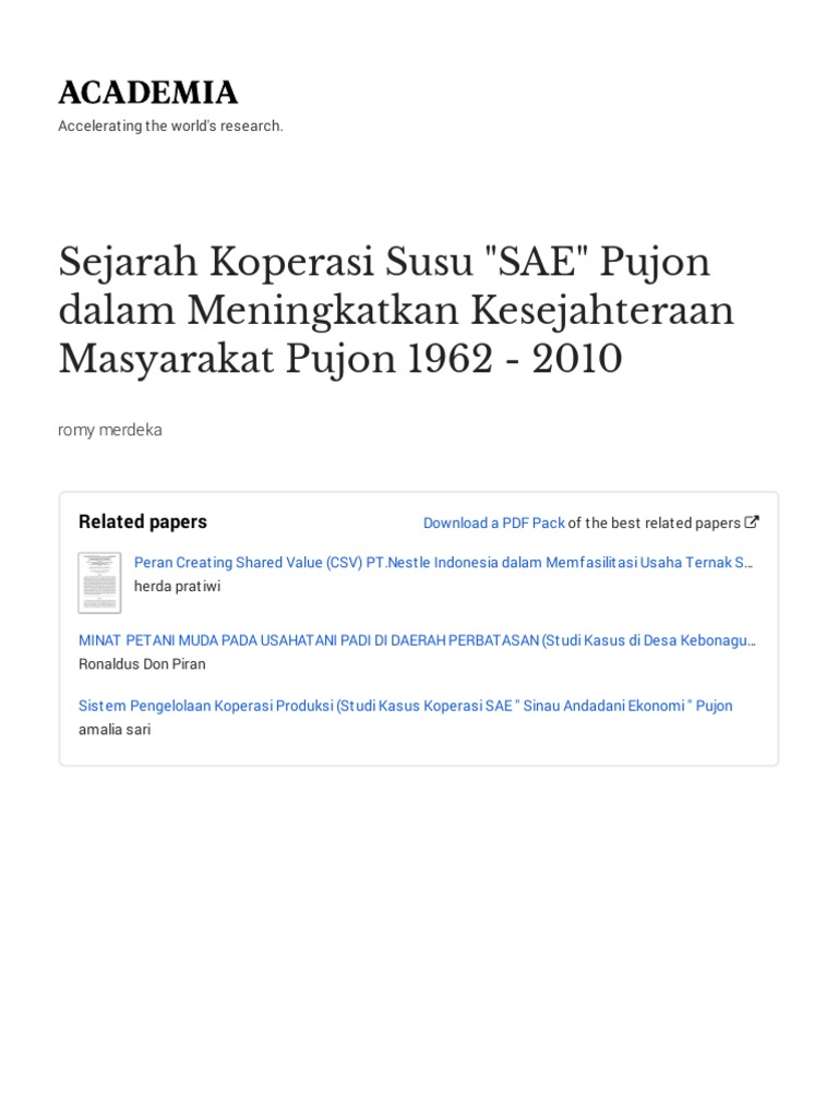 Sejarah Koperasi Susu SAE Pujon Dalam Meningkatkan Kesejahteraan Masyarakat Pujon 1962 ...