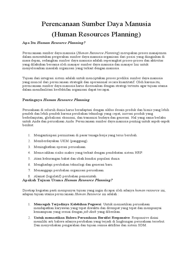 Human Resource Planning | PDF