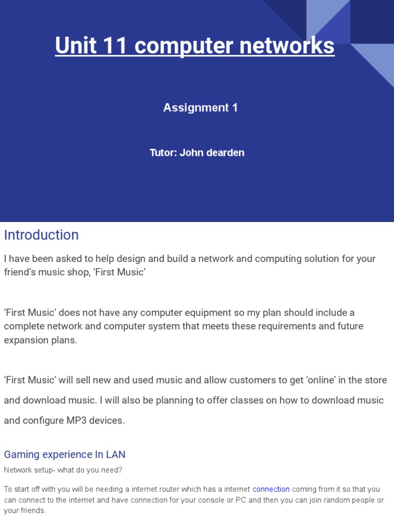Unit 11 Computer Networks-Assignment 1 - Ethan Johnson - 122334 | PDF | Wi Fi | Computer Network