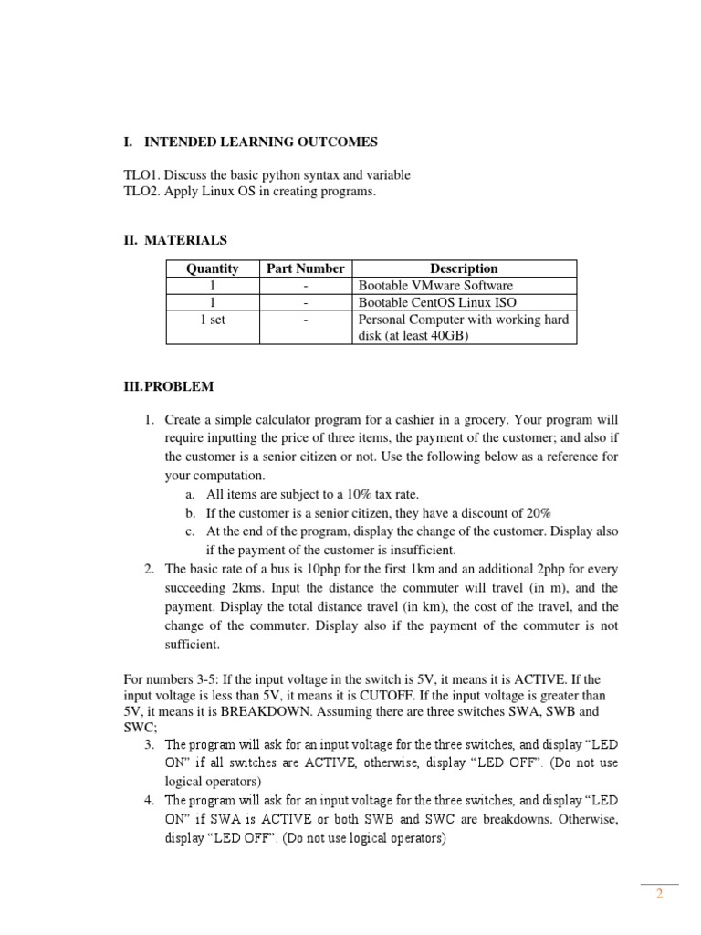 Laboratory Exercise 5 - Arithmetic and Conditional Statements | PDF | Computer Programming ...