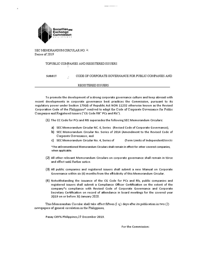 Corporate Governance Code for Public Companies | PDF | Internal Control ...