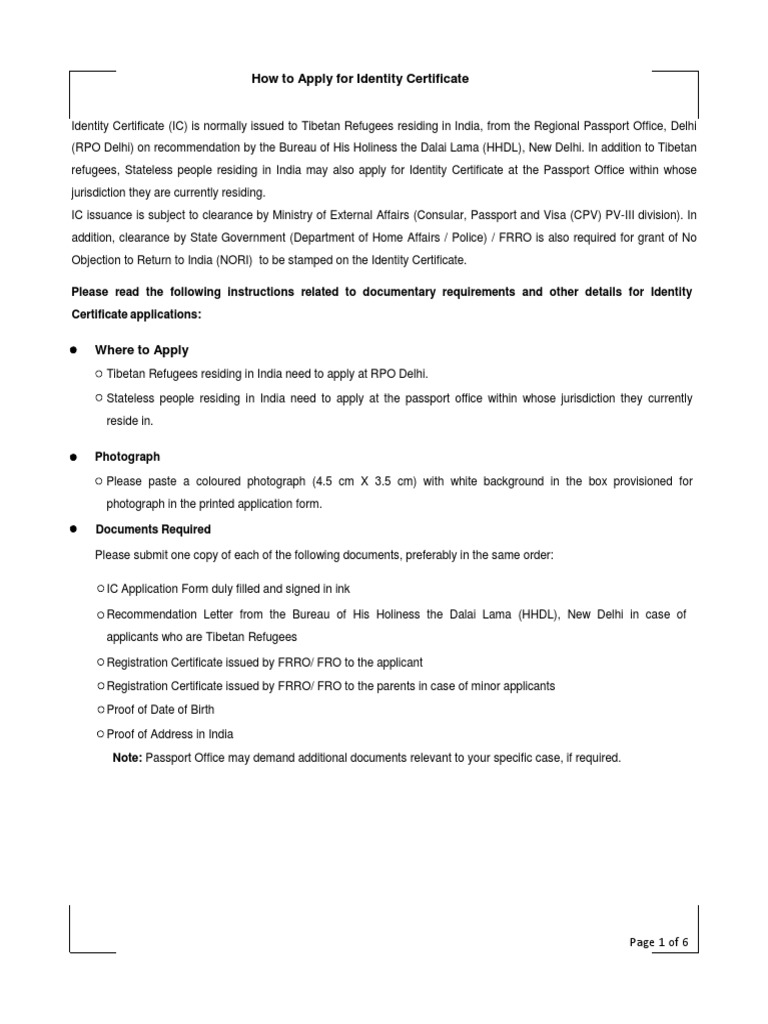 IC_Application_Form_V1.0 | PDF | Passport | Dalai Lama