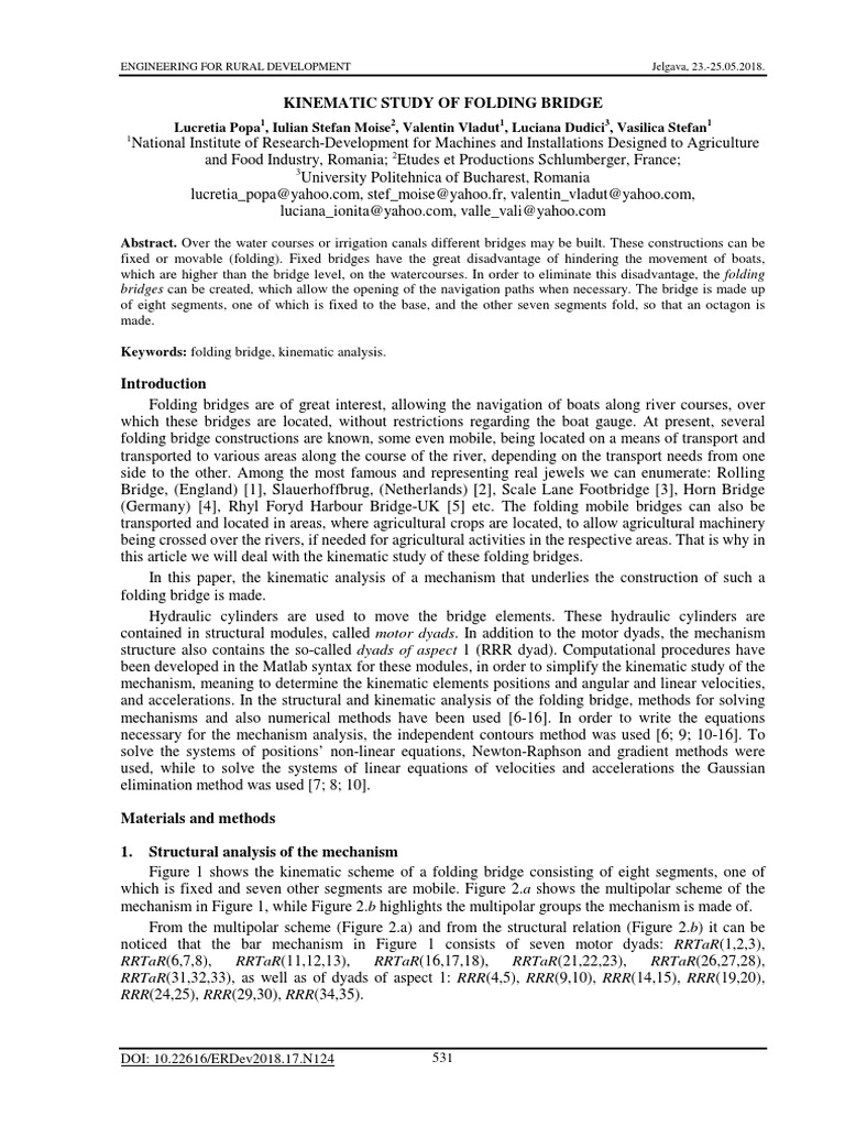 Kinematic Study of Folding Bridge | PDF | Kinematics | Nonlinear System