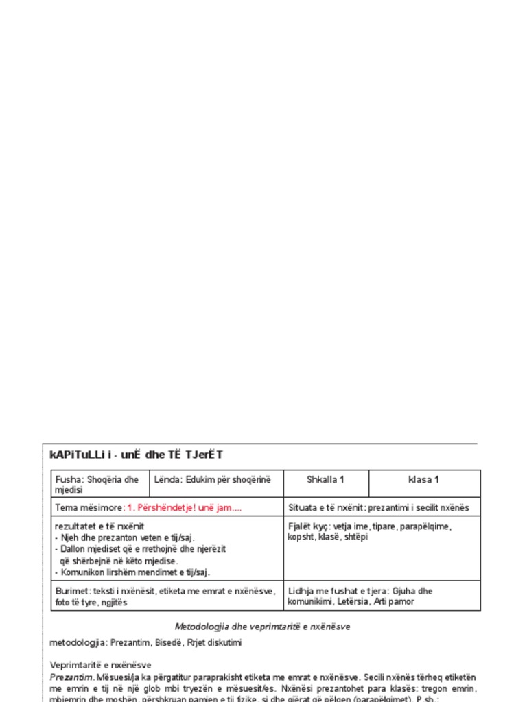 Liber Mesuesi Edukim Per Shoqerine 1 | PDF