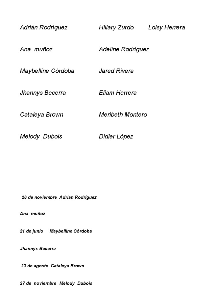 Nombres de Los Estudiantes | PDF