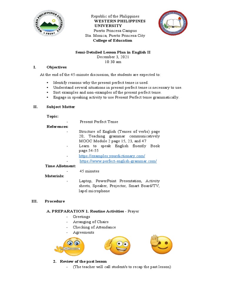 Detailed Lesson Plan Grade 7 | PDF | Grammatical Tense | Verb