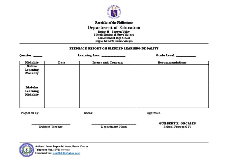 Feedback Report On Blended Learning Modality | PDF