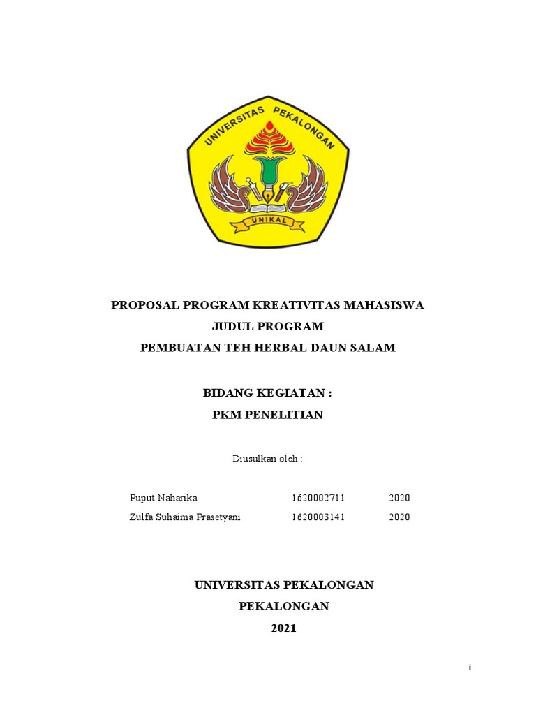 Proposal Program Kreativitas Mahasiswa 1 | PDF