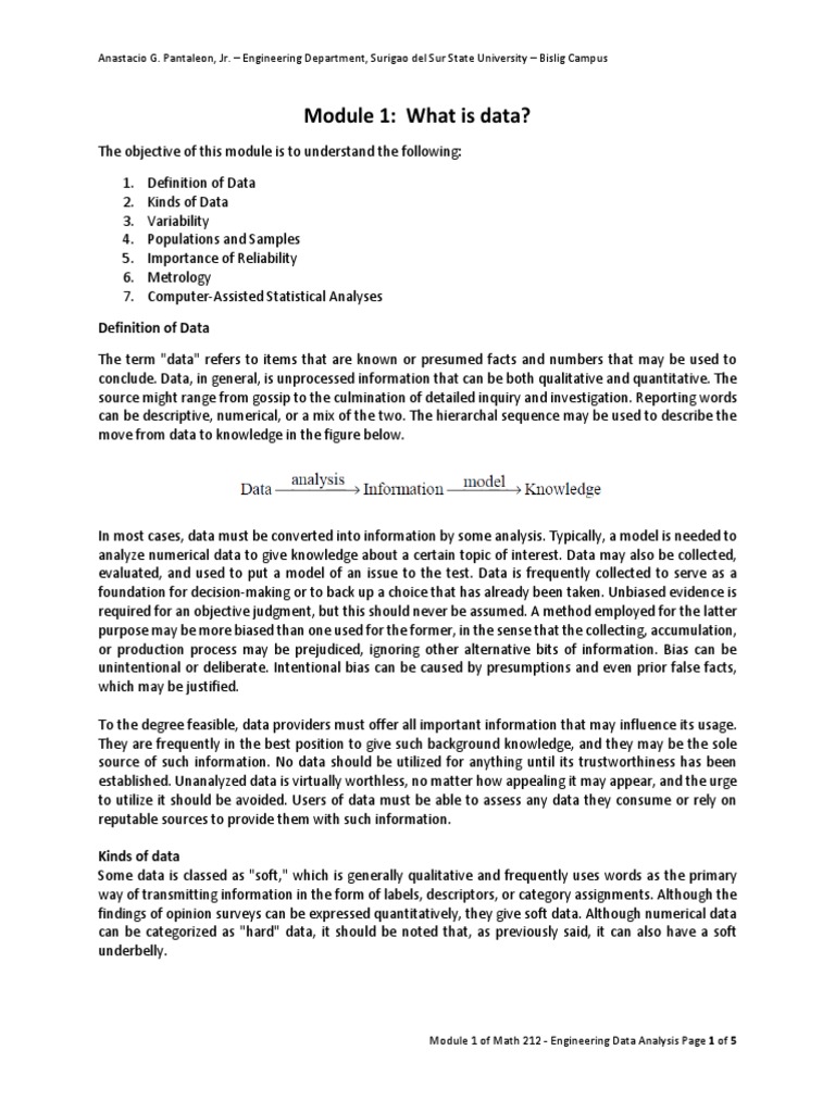 Math 212 Module 1 | PDF | Statistics | Data