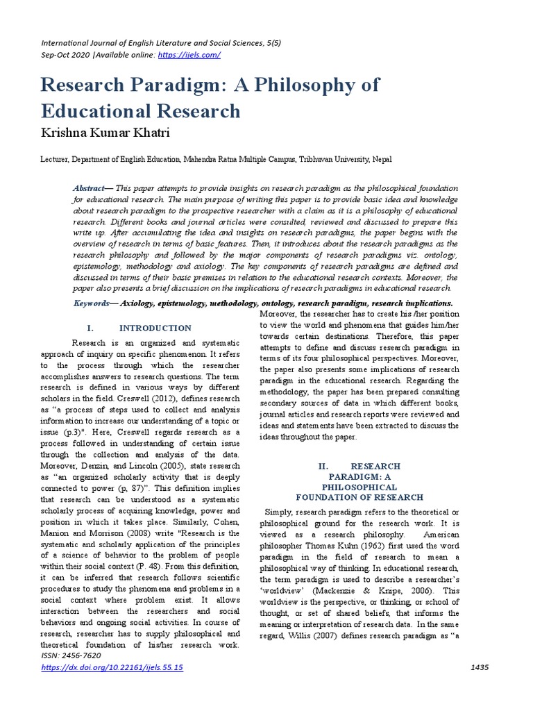 Research Paradigm: A Philosophy of Educational Research: Krishna Kumar ...