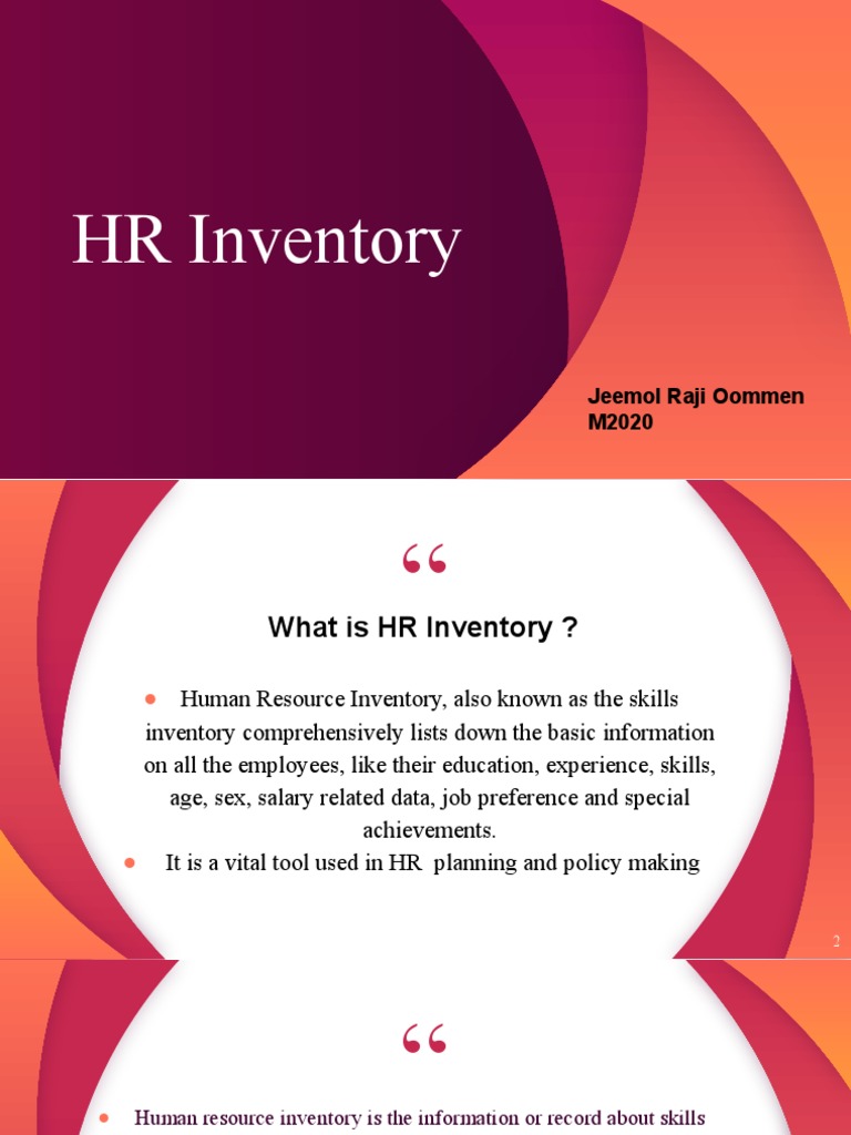 HR Inventory: Jeemol Raji Oommen M2020 | PDF | Human Resource ...