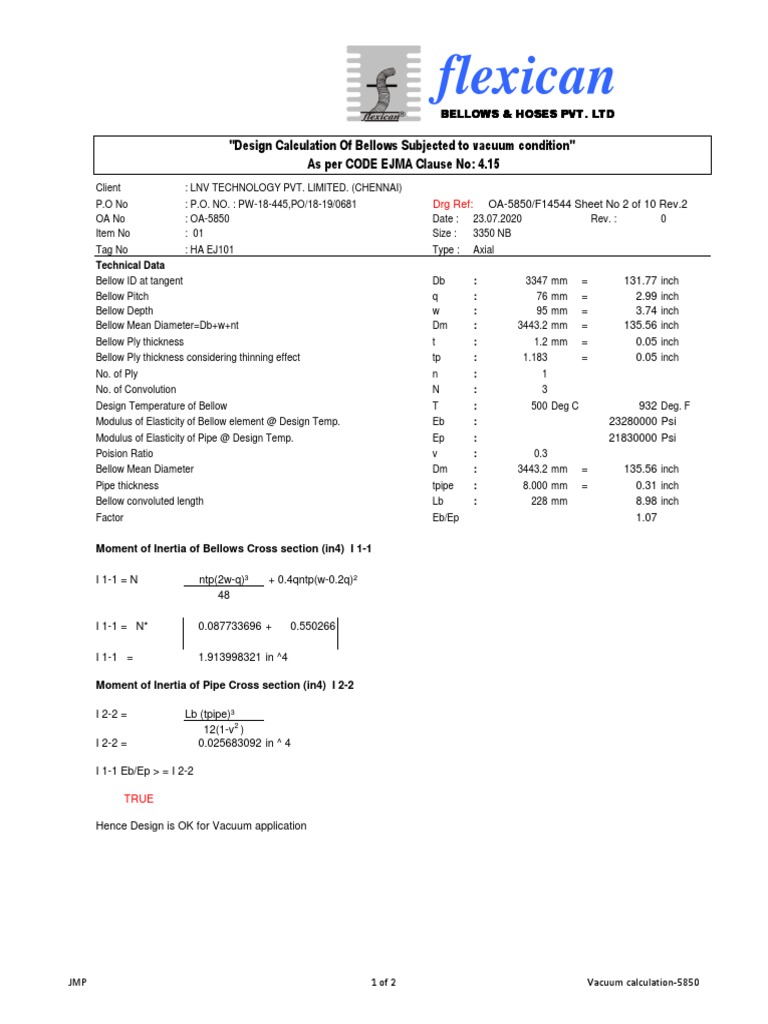 Vacuum Calculation-5850 | PDF | Mechanical Engineering | Applied And ...