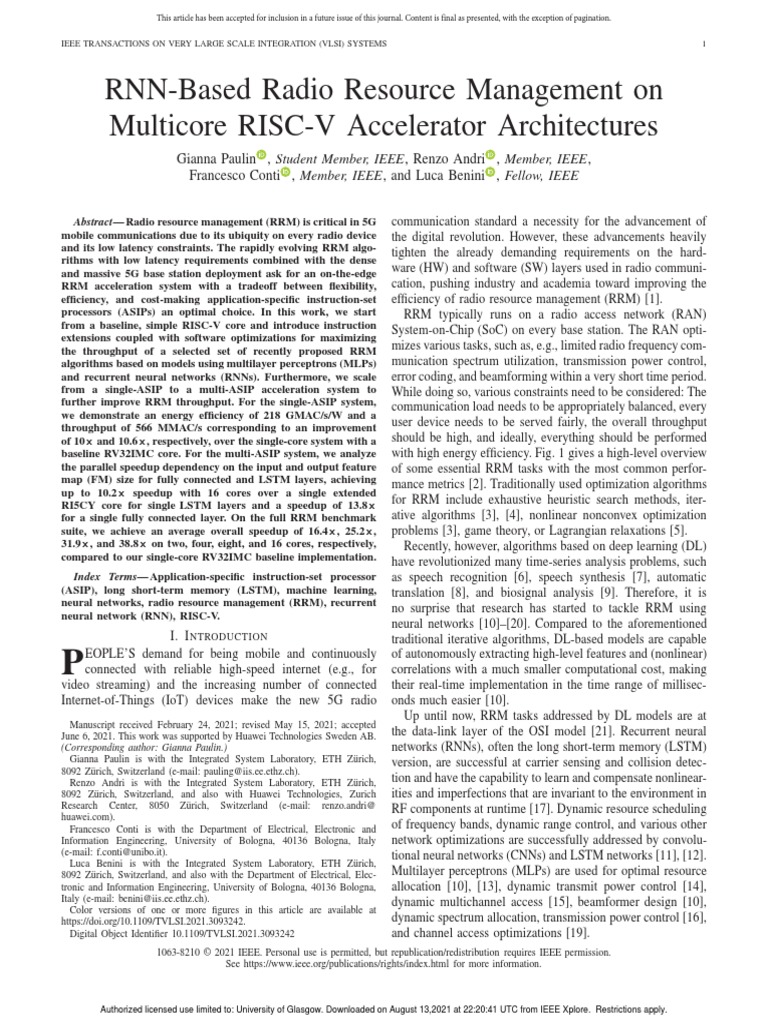 Rnn Based Radio Resource Management On Download Free Pdf Arm