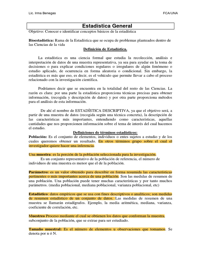 Clase 1 Conceptos Basicos de La Estadistica | PDF | Estadísticas | Muestreo (Estadísticas)