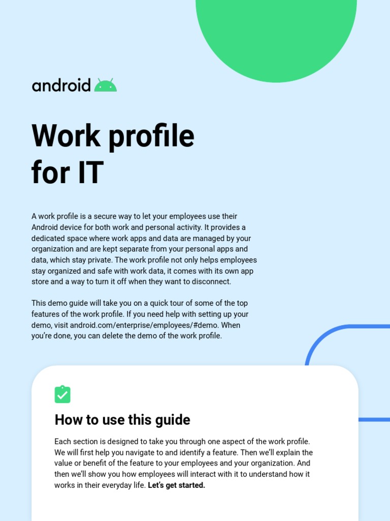 Android Enterprise Test Drive Work Profile Guide | PDF | Mobile App ...