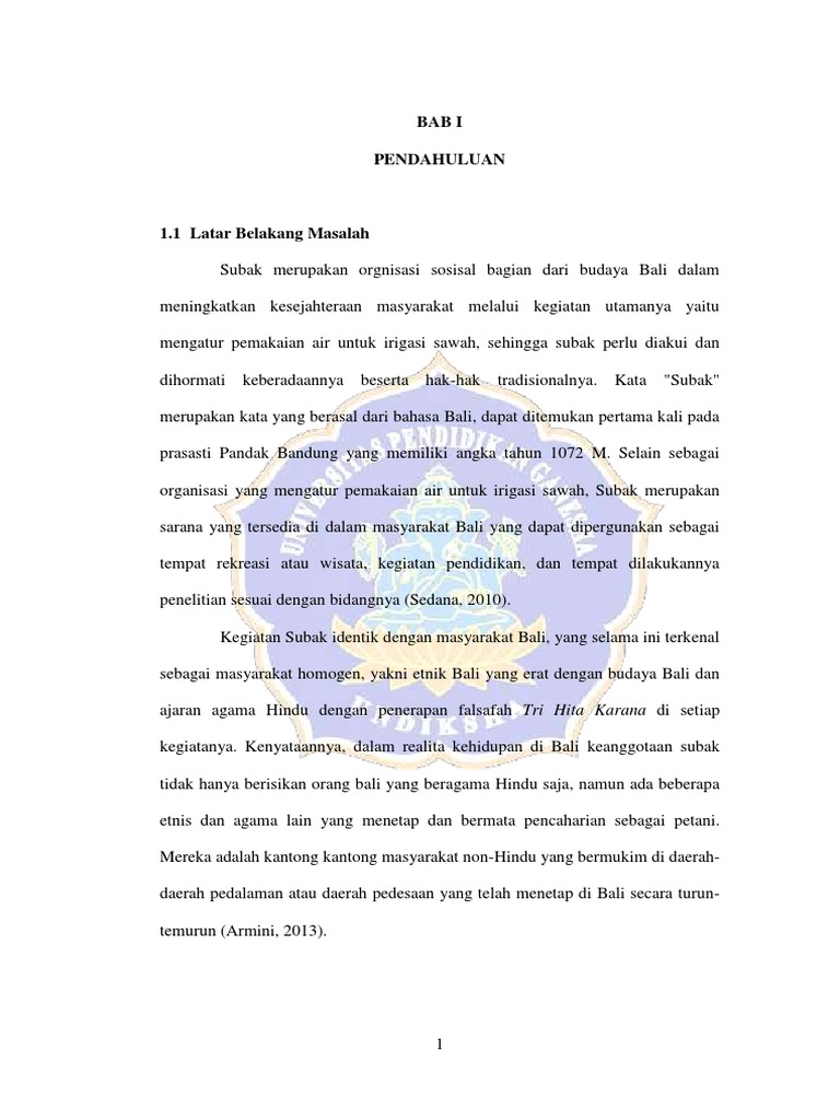 Makalah Tentang Subak | PDF