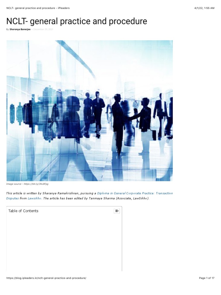 NCLT - General Practice and Procedure - IPleaders | PDF | Tribunal | Ex ...