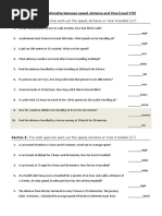 Grade 8 Physics Worksheet | PDF | Velocity | Speed