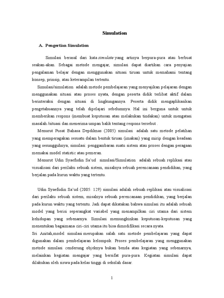 Metode Simulasi dalam Pembelajaran | PDF