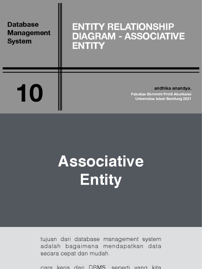 DBMS 2021 - Entity Relationship Diagram - Associative Entity | PDF