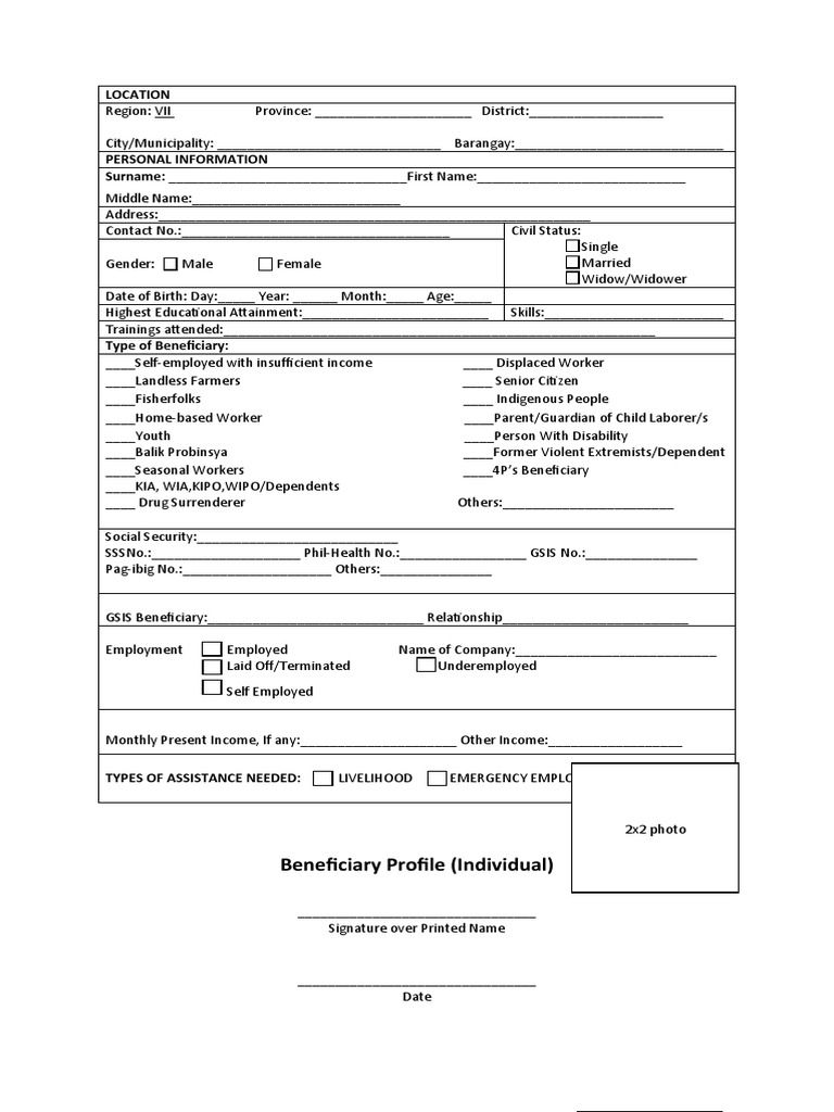 Tupad-Beneficiary-Profile - Final | PDF | Economies