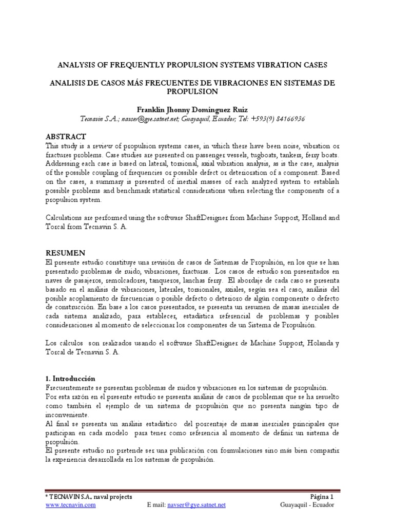 Analysis of Frequently Occurring Propulsion System Vibration Cases: A Review of Case Studies on ...