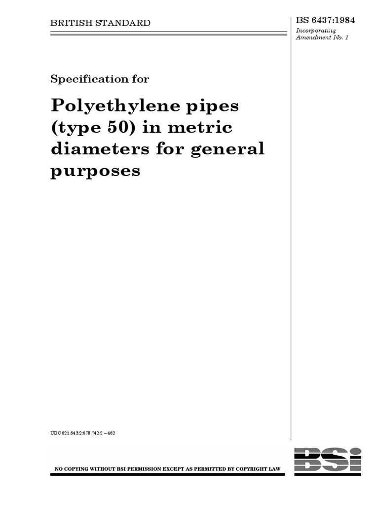 BS 6437 Spec For Pipes | PDF | Pipe (Fluid Conveyance) | Plumbing