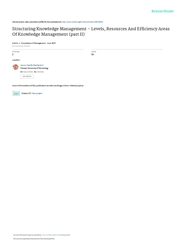 Structuring Knowledge Management - Levels Resource | PDF | Knowledge Management | System