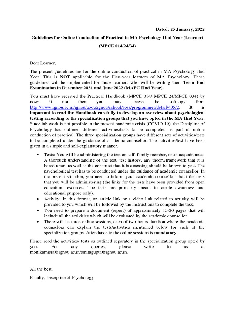 Online Practical Guidelines For MPCE 014,024,034 (MAPC) | PDF ...