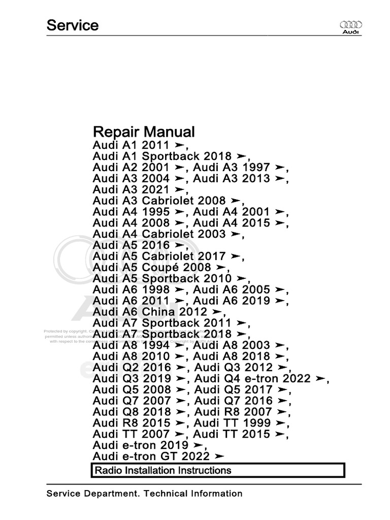 Radio Installation Instructions | PDF | Audi | Electrical Wiring