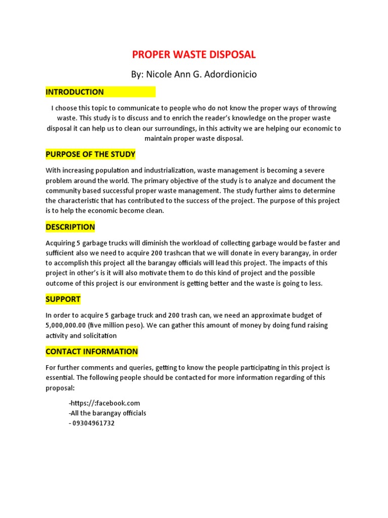 Proper Waste Disposal | PDF