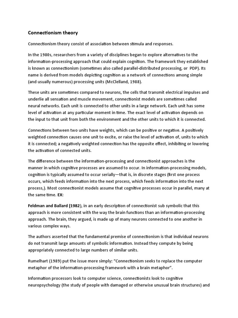 Connectionism theory-WPS Office | PDF | Cognition | Cognitive Neuroscience