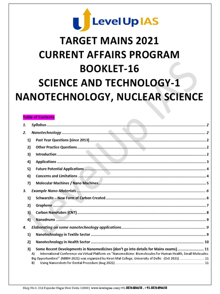 Target Mains 2021 Current Affairs Program Booklet 16 Science And