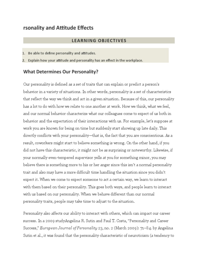 Personality and Attitude Effects | PDF