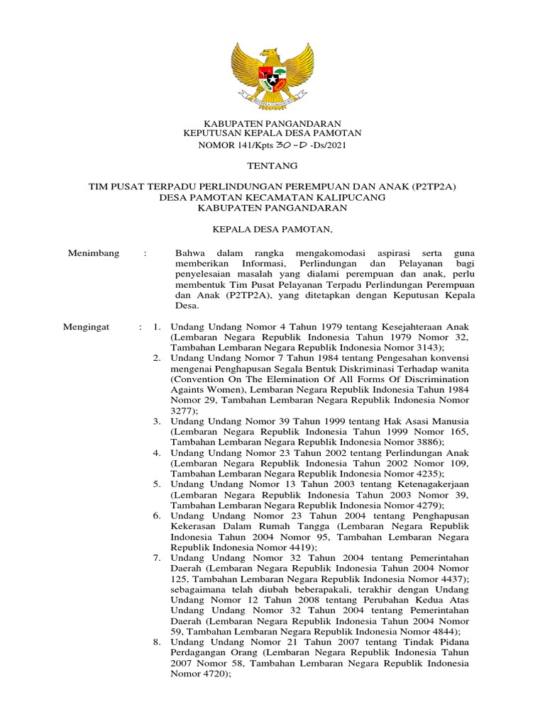 Pembentukan P2TP2A Desa Pamotan | PDF
