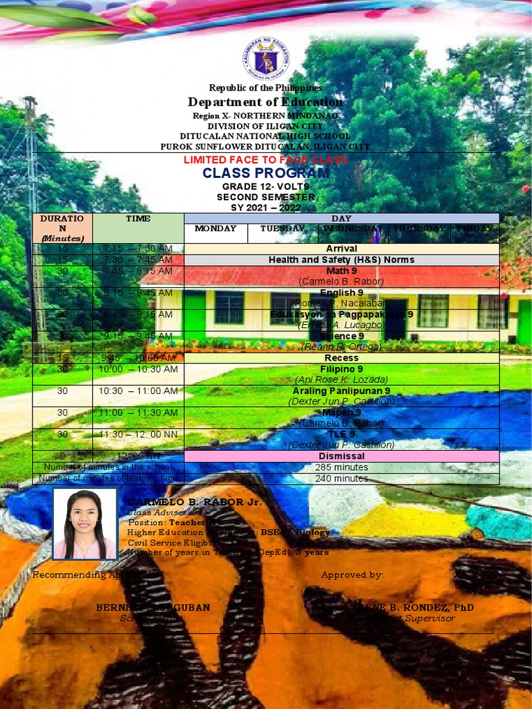 Class Program Teachers Load (1) Rabor | PDF | Learning