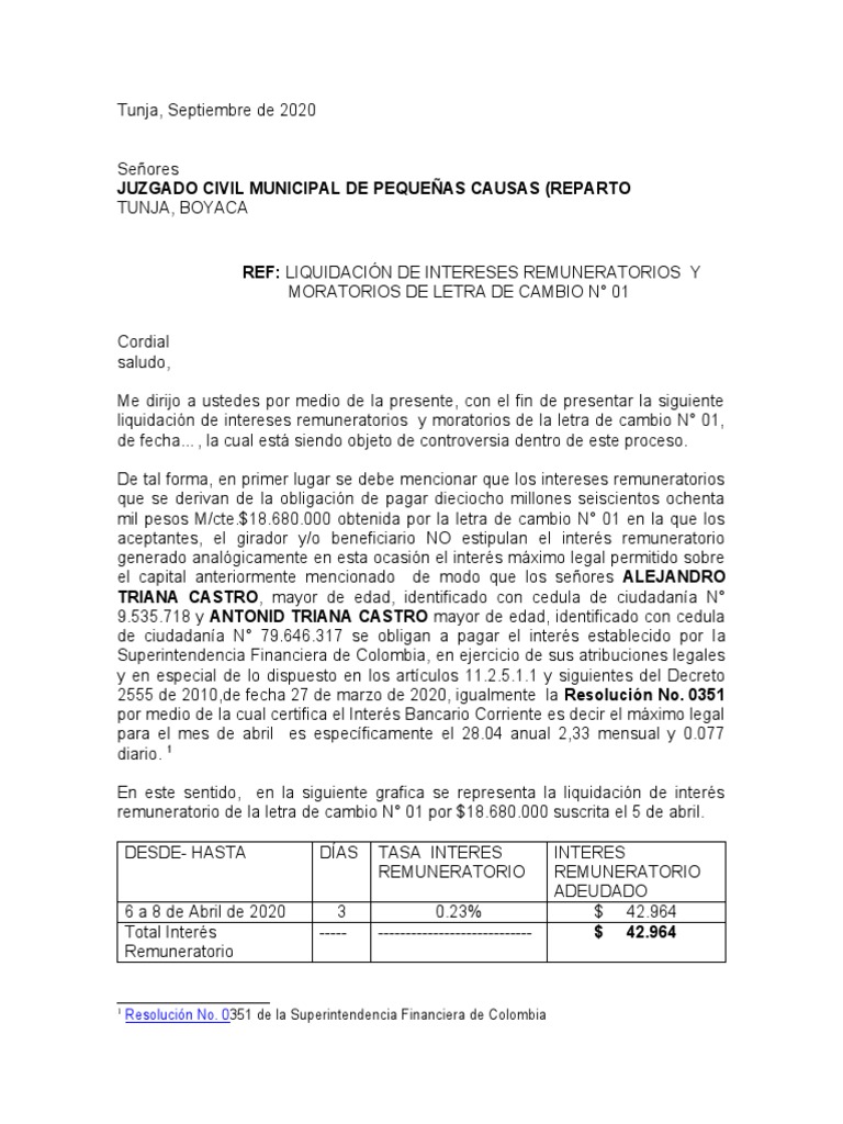 Liquidacion de Intereses Letra de Cambio | PDF | Interés | Contabilidad