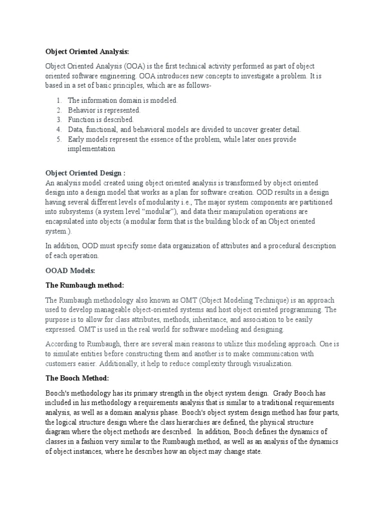 A Comprehensive Overview of Popular Object-Oriented Analysis and Design Methodologies such as ...
