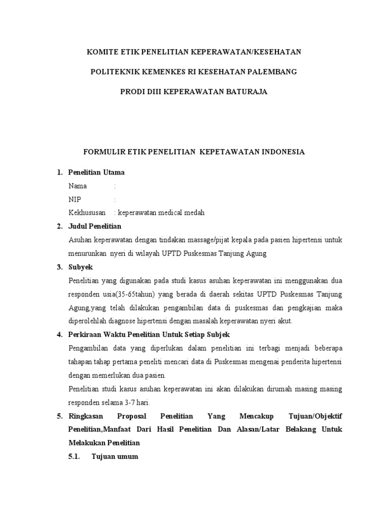 1.etik Penelitian Yunika R TK IIIA | PDF